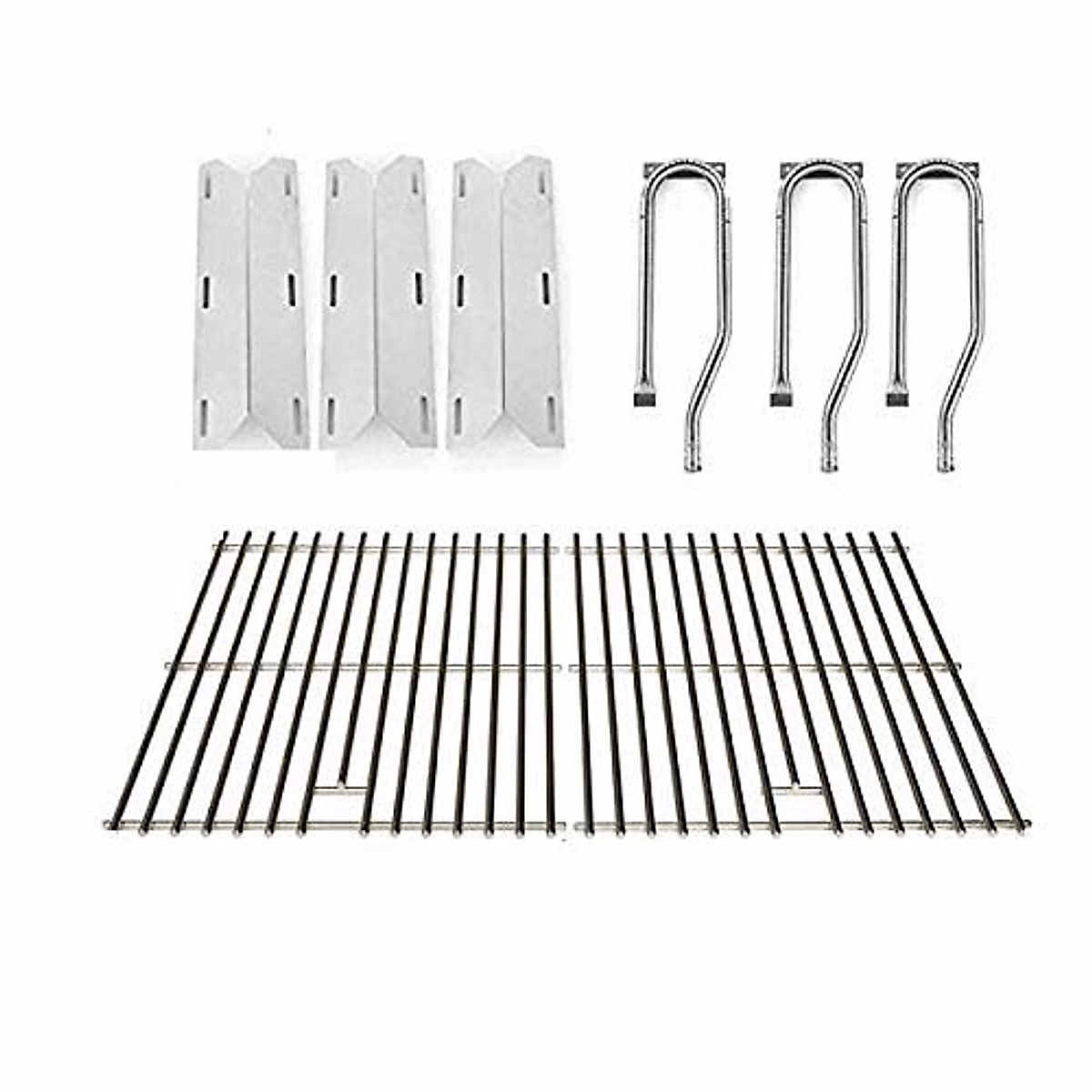 Repair Kit for Jenn Air 720-0336, 7200336, 720 0336 BBQ Gas Grill Includes 3 Stainless Burner, 3 Stainless Heat Plate and Stainless Cooking Grates