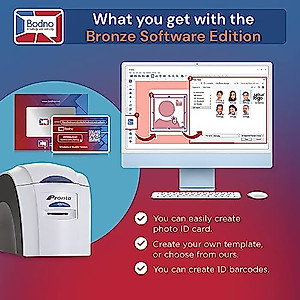Bodno Magicard Pronto ID Card Printer & Super Supplies Package ID Software, Camera, 300 Cards and 300 Print Ribbon - Bronze Edition