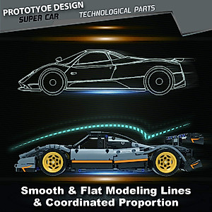 Build Your Own Supercar Kit | NEW 2023 Model Race Car Technic | STEM Building Blocks Set Toy for Kids & Adults | Build a Famous Racing Car Kit | for 8+ Year Olds Boys&Girls, Engineering Sports Car Toy