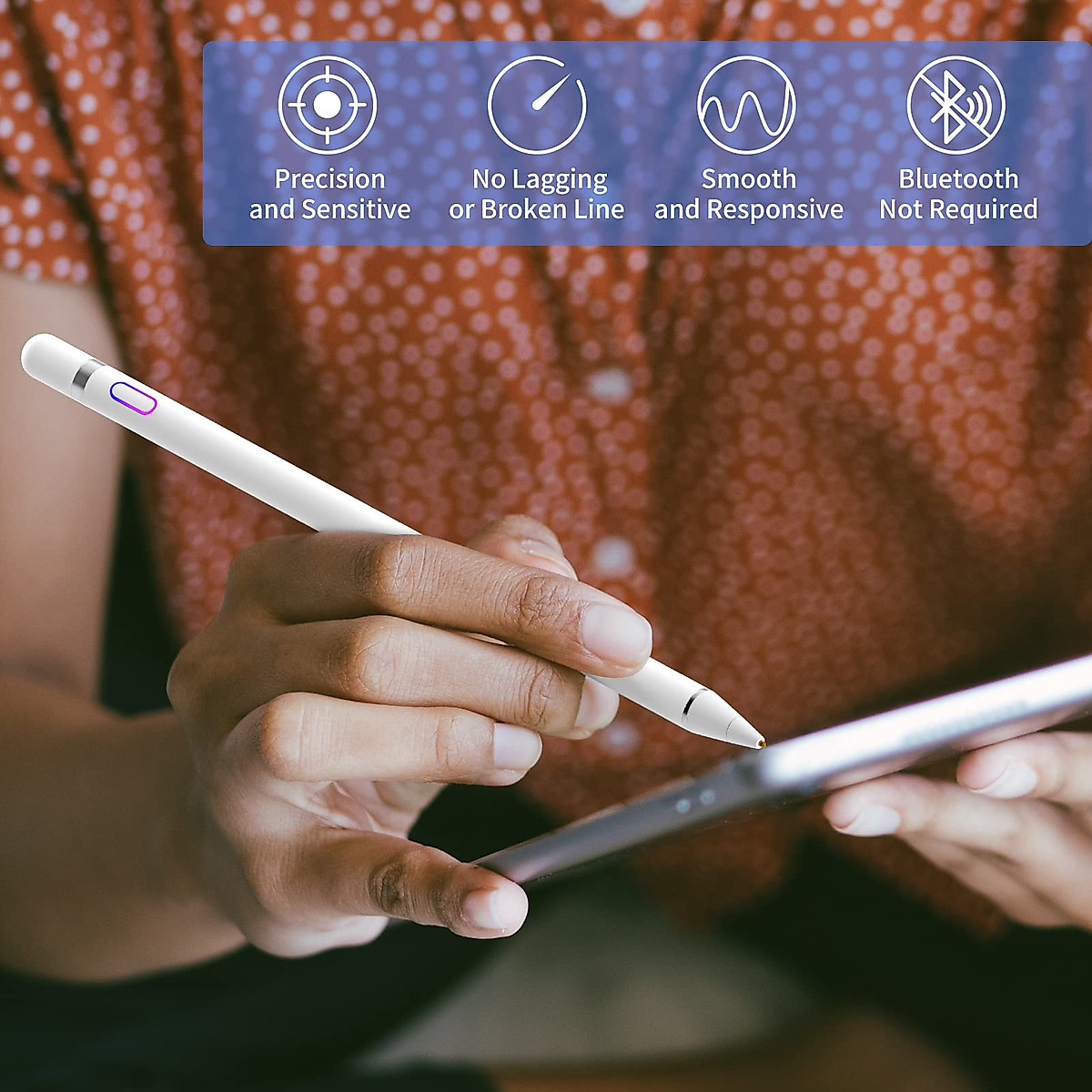 Stylus Pen for Apple iPad, Upgraded Styluses Compatible with iPad 9/8/7/6/5 Gen Air 4/3/2 Mini 6/5/4 Pro 12.9/11/10.5/9.7 Inch High Precision Alternative Digital Drawing Writing 1st 2nd Pencils