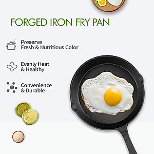 MEIGUI Nonstick Frying Pan Skillet, 10 Inch Premium Cast Iron Skillet with Lid, Pre-Seasoned Like Surface for Cookware Oven/Broiler/Grill Safe, Kitchen Deep Fryer, Restaurant Chef Quality