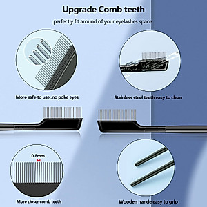 Eyelash Comb Dust2oasis Eyelash Separator Curler 2 Pcs, Eyelash Brush with Metal Teeth Mascara Separated Lash Comb, Eyebrow Brush Comb -Black
