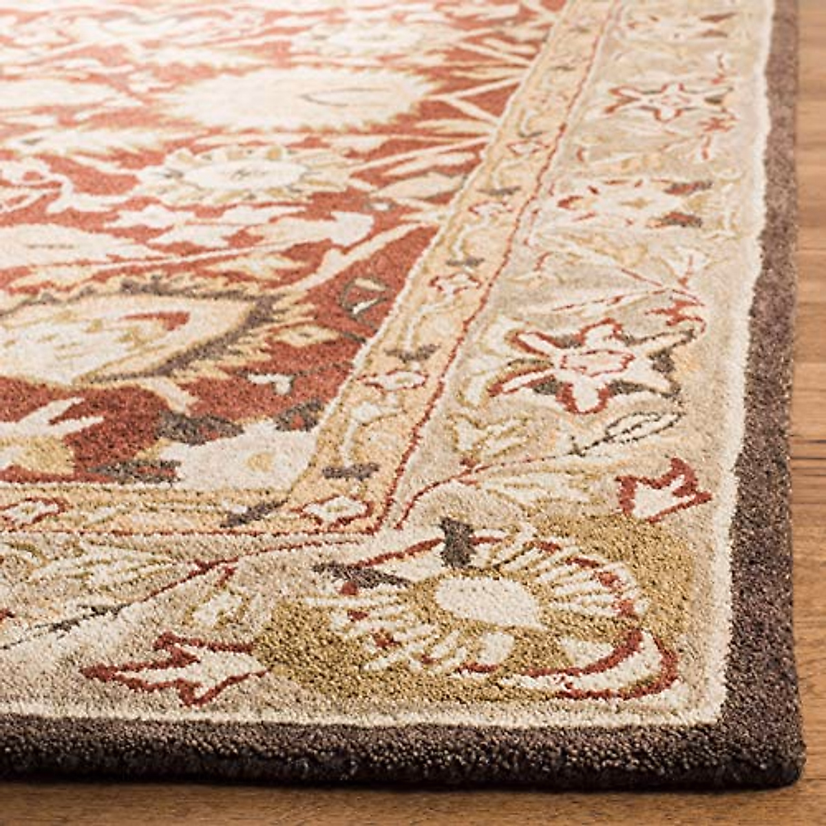 SAFAVIEH Anatolia Collection 8' x 10' Rust / Green AN512G Handmade Traditional Oriental Premium Wool Area Rug