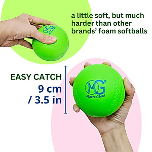 Macro Giant 3.5 Inch (dia.) PU Foam Softball, Set of 18, Multicolors, Baseball Training Practice, Playground Ball, Parenting Activity, Kids Sports Toy Ball