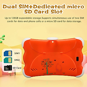 Vikye 7 Inch Kids Tablet, 7 Inch 1280x800 HD Display Tablet Dual SIM WiFi Kids Tablet 6000mAh Rechargeable Battery for Android (US Plug)