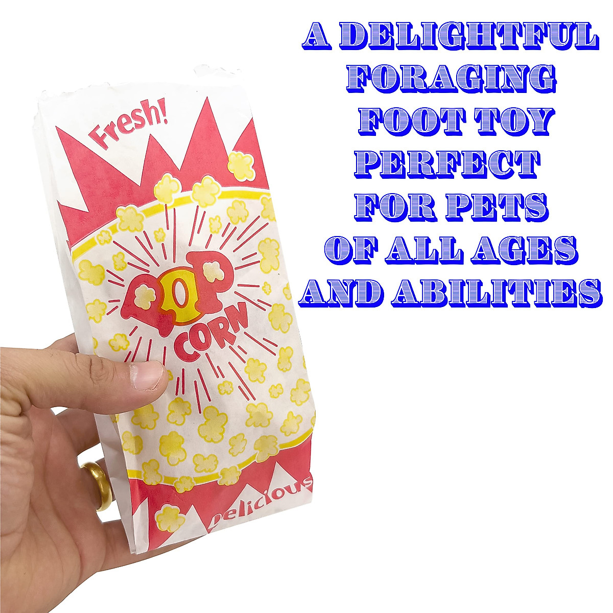 Mandarin Bird Toys by M&M 5112 Sola Popcorn Shredder - Handmade Super Shreddy Bird Toy, Food Grade Popcorn Bag, Natural Sola Wood Pops, Easy to Shred and Forage, Great for Small to Med Size Pet Birds