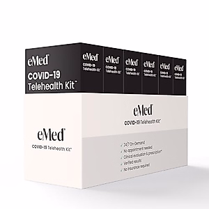 eMed COVID-19 Telehealth Kit, 6 Packs, 6 Tests, FDA EUA Authorized COVID-19 Home Rapid Antigen Test, Clinical Evaluation, and Prescription If Eligible