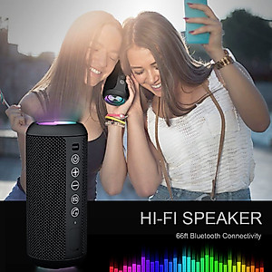 Ortizan Portable Bluetooth Speaker, IPX7 Waterproof Wireless Speaker with 24W Loud Stereo Sound, Outdoor Speakers with Bluetooth 5.0, 30H Playtime, 66ft Bluetooth Range, Dual Pairing for Home, Party