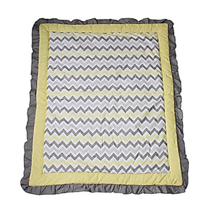 BabyFad Elephant Yellow Chevron 9 Piece Baby Crib Bedding Set 100% Cotton