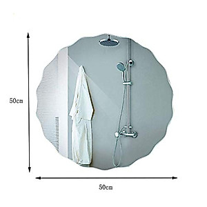 KONGZIR Vanity Mirror Round, Wall-Mounted Frameless Vanity Mirror, Wall Decorative Mirror, Ruffled Shape, Size: 50 50cm