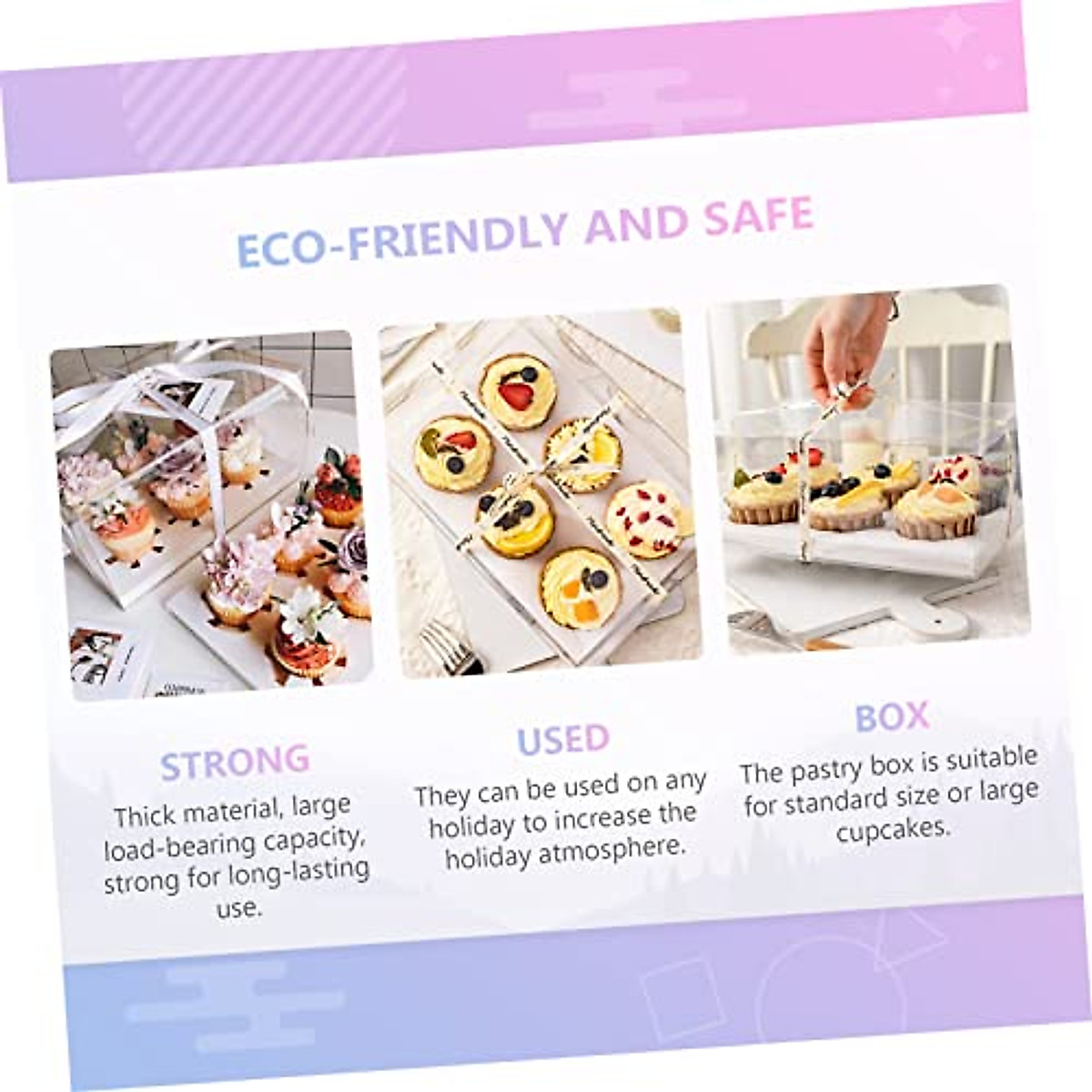 ULTECHNOVO 2pcs Packaging Boxes Cupcake Box Clear Cake Stand Clear Cake Box Mini Paper Cups Cake Packing Box Muffins Containers Box Disposable Pastry Box Cupcake Holder Cake Packaging Boxes