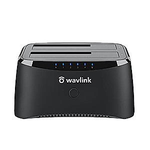 WAVLINK USB 3.0 to SATA I/II/III Dual Bay External Hard Drive Docking Station for 2.5/3.5 Inch SSD HDD, Hard Drive Duplicator (up to 2 x 16TB), Support Offline Clone Function, OTG Function