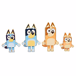 Bluey Wooden Character Figures – 4 Colorful Wooden Figures – FSC Certified for Children 3 Years and Up
