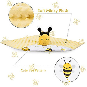 BORITAR Baby Blanket+Baby Security Blanket for Girls Super Soft Double Layer Minky with Dotted Backing for Toddler Infant with Yellow Sunflowers Printed 30 x 40 Inch