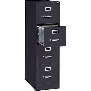 Lorell 4-Drawer Vertical File with Lock, 15 by 25 by 52-Inch, Black
