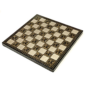 StonKraft Brass Chess Board Game Set with 100% Brass Chess Pieces Chessmen Coins (12" x 12" Inches)