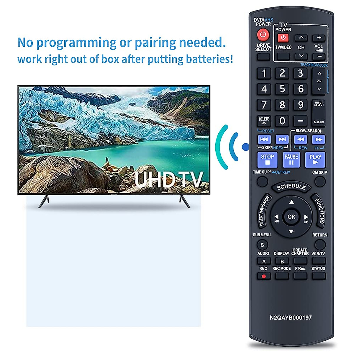 New N2QAYB000197 Replacement Remote Control Applicable for Panasonic DVD VCR Recorder DMR-EZ48 DMR-EZ48V DMR-EZ485V DMR-EZ485 DMR-EZ48VK DMR-EZ485VK