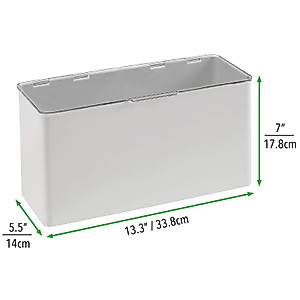 mDesign Stackable Plastic Craft, Sewing, Crochet Storage Container Box with Lid - Compact Organizer and Holder for Thread, Beads, Ribbon, Glitter, Clay - Includes 32 Labels - Light Gray/Clear