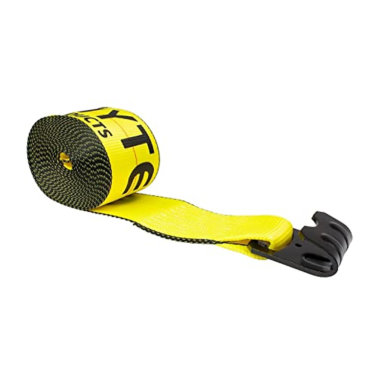 Mytee Products (10 Pack) Winch Straps 4" x 30' Yellow Heavy Duty Tie Down w/ 3.25" Narrow Flat Hook WLL# 5400 lbs | 4 Inch Cargo Control for Flatbed Truck Utility Trailer