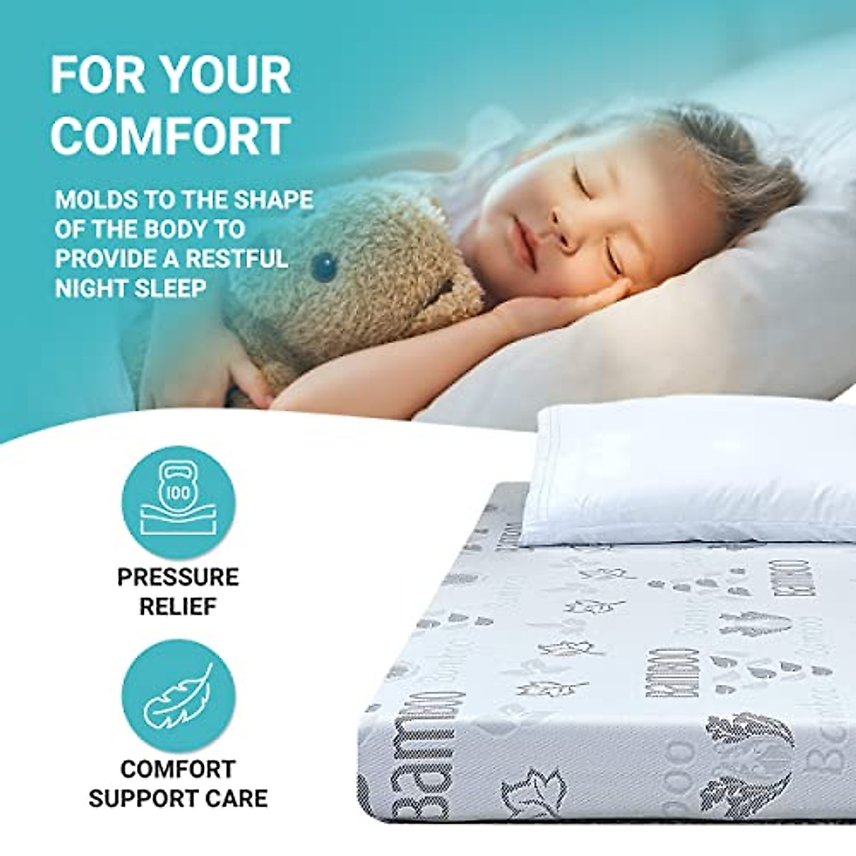 Viscologic Afford 2-Sided Reversible Foam Twin Mattress Perfect for Bunk Bed, Trundle, Guest Bed and Caravan Bed, CertiPUR-US Certified Foam, 5 Inch, White