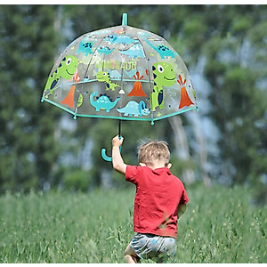 CYBYQ-Family Kids Clear Umbrellas for Rain,Safety Transparent Dome Bubble Umbrella Windproof for Toddler Boys Girls (Dinosaur)
