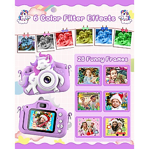 Kids Camera for 3-8 Years Old Toddlers Childrens Boys Girls Selfie Camera 20.0 MP HD 1080P IPS Screen Dual Digital Toy Camera for Kids Christmas Birthday Gifts