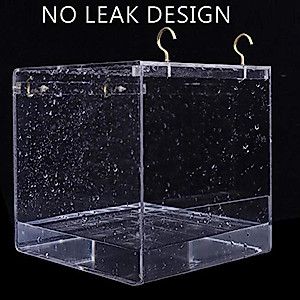 Tfwadmx Bird Bathtub for Cage Parrot Bath Shower Box Bowl No-Leakage Design with Hooks for Small Bird Parrot Myna Budgie Lovebird