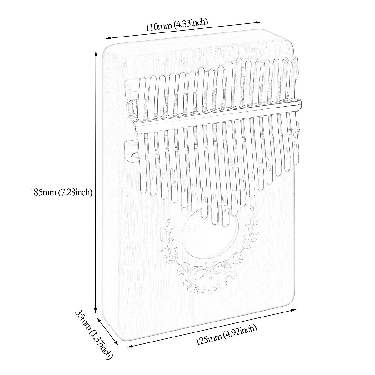Kalimba Thumb Piano 17 Keys, Portable Mbira Finger Piano Gifts for Kids and Adults Beginners with Tune Hammer and Study Instruction (Black)