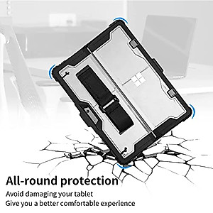 MOSISO Case Compatible with Surface Pro 7 Plus/Pro 7/Pro 6/Pro 5/Pro 2017/Pro 4/Pro LTE, Heavy Duty Rugged Hard Shell Cover with Shoulder Strap & Hand Strap Compatible with Type Cover Keyboard, Black