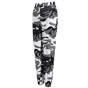 Camouflage Pants for Women Casual Combat Army Cargo Pants Multi-Pocket Military Tactical Bound Feet Camo Cargo Trouser