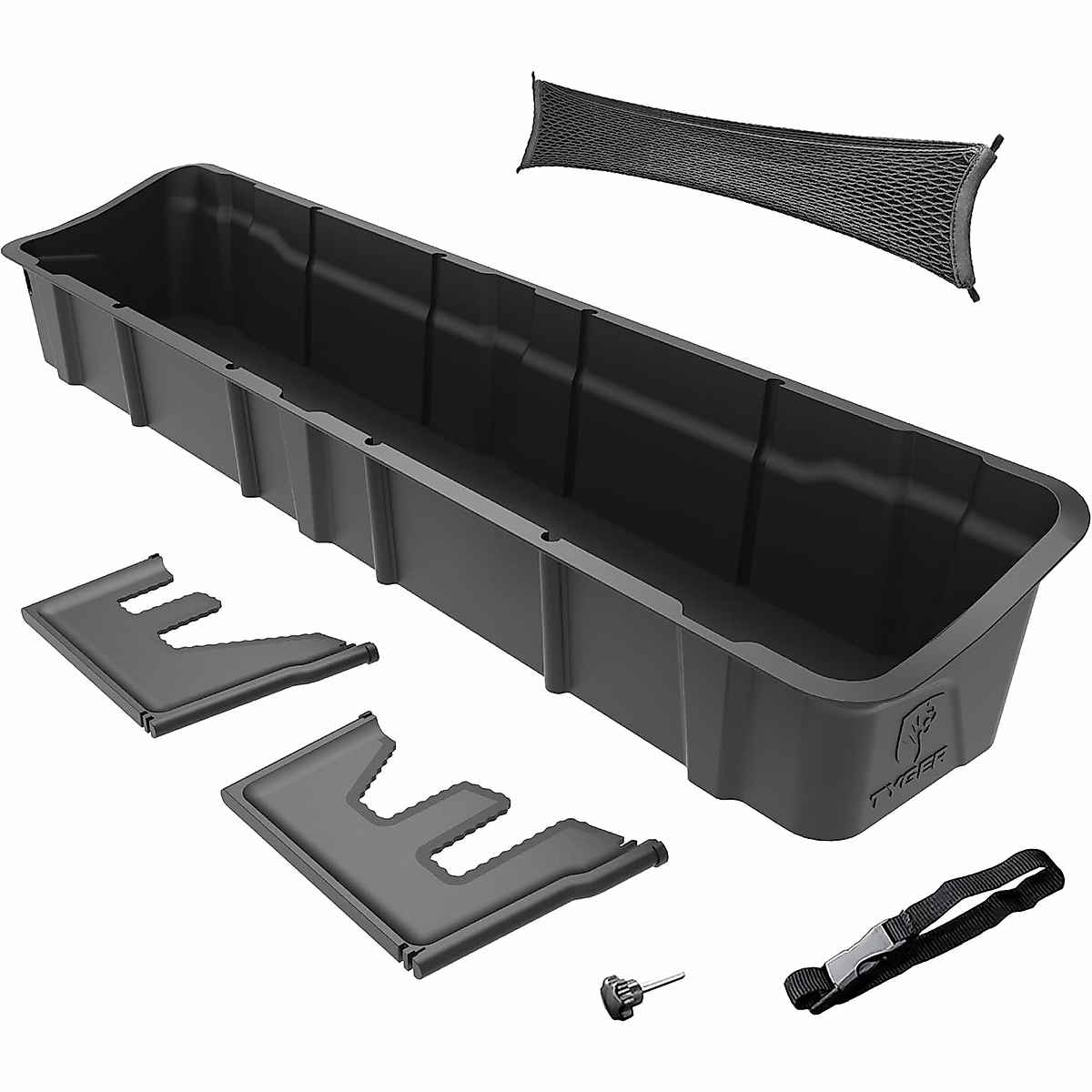 Tyger Auto Rear Underseat Storage Box TG-CB5F2228 Compatible with 2015-2024 Ford F-150; 2017-2023 F-250/F-350/F-450/F-550 Super Duty | Crew Cab | Black Organizer