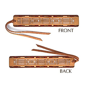 Frank Lloyd Wright Inspired Cut Out - Engraved Wooden Bookmark with Suede Tassel - Made in USA