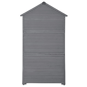 Merax 5.8ft x 3ft Outdoor Wood Lean-to Storage Shed Tool Organizer with Waterproof Asphalt Roof, Lockable Doors, 3-Tier Shelves for Backyard, Gray