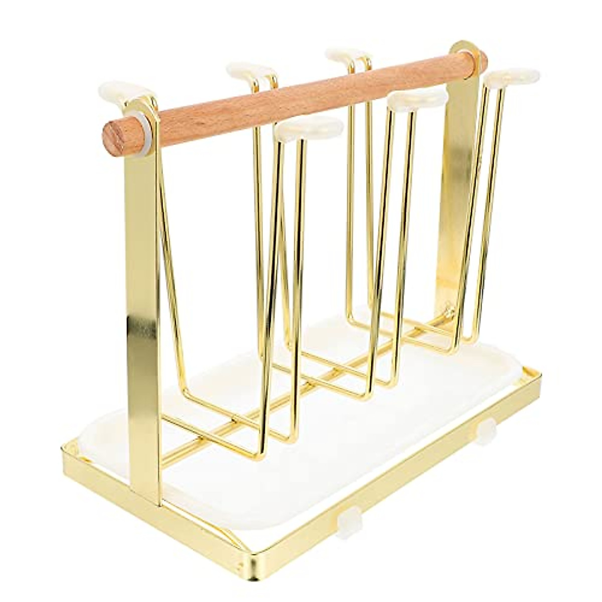 Kichvoe Cup Drying Rack Stand, Upside down Metal Glass Mug Draining Holder Organizer Hanging Shelf Drinking Glass Drainer Stand with Tray