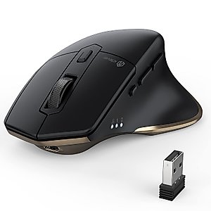 iClever Wireless Mouse with Bluetooth or USB Receiver, 5 Adjustable 2400DPI Rechargeable Computer Mouse, Wireless Mouse for Laptop, iPad, MacBook, Tablet, PC