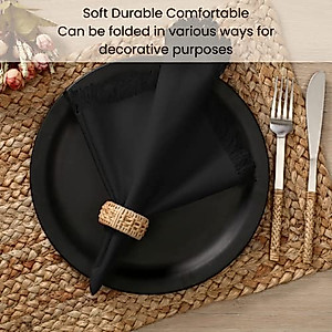Cotton Clinic Cloth Dinner Napkins Fringes – Perfect Everyday Use Table Napkins – Soft Durable Washable – Ideal for Party Wedding Christmas Easter – Set of 12-20x20 inches Black Napkins