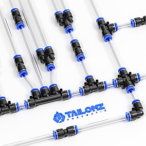 TAILONZ PNEUMATIC 5/16 Inch od Push to Connect Fittings Pneumatic Fittings Kit 10 Spliters+10 Elbows+10 tee+10 Straight(40 pcs)