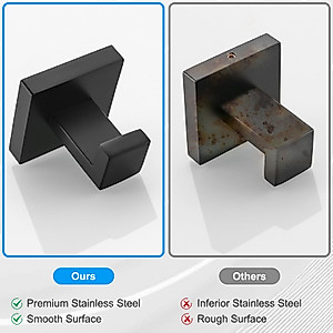 YACVCL Towel Hooks Black, 2 Pieces Robe Coat and Clothes Hooks Hanger, Stainless Steel Heavy Duty Wall Hooks for Bathroom Kitchen Bedroom