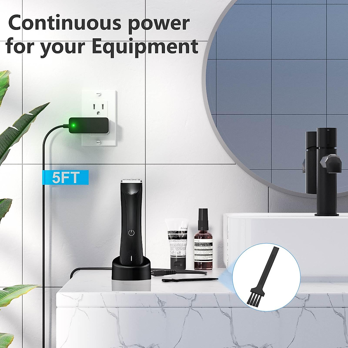 for Manscaped Lawn Mower 3.0 2.0 Charger for Lawnmower Power Cord，Replacement Manscape Electric Groin Hair Trimmer, Weed Whacker Nose and Ear Hair Trimmer Power Supply（LED, Brush）