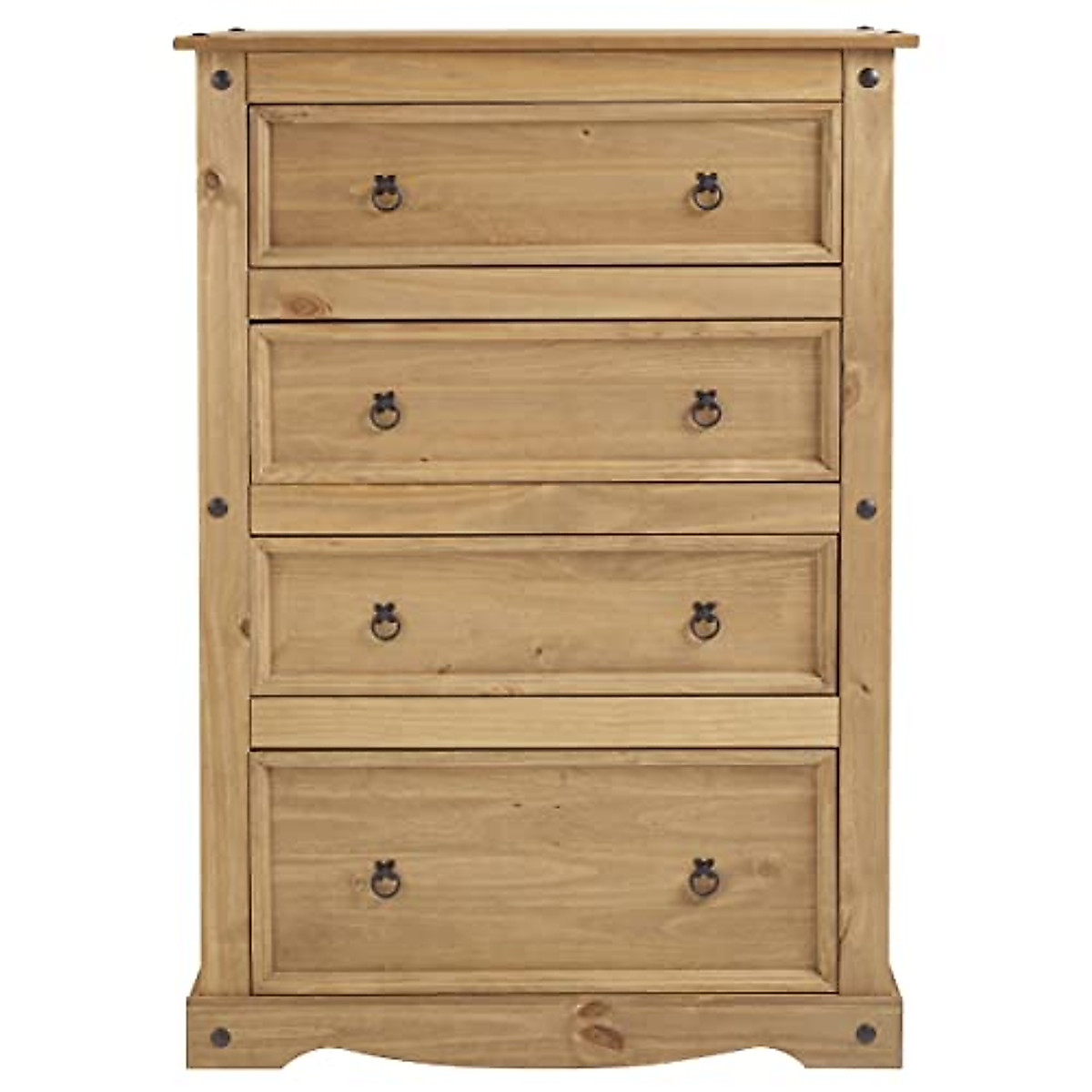 Furniture Dash Freestanding Storage Cabinet with 4 Drawers Corona, Wooden Side Storage Cabinet, Nightstand Sideboard Buffet, Ideal for for Living Room, Entryway, Office, Kitchen, Hallway -Brown