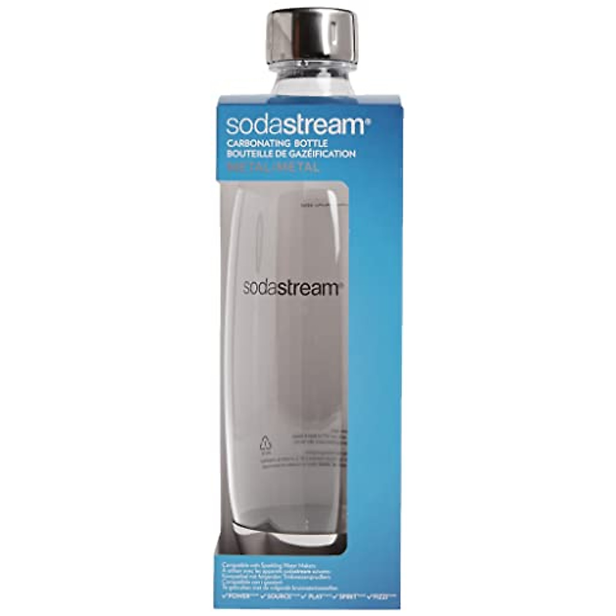 SodaStream 1L Slim Metal Carbonating Bottle, Single