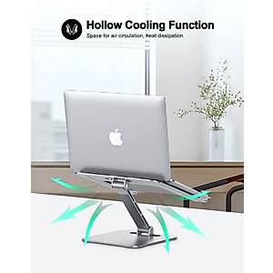 RIWUCT Foldable Laptop Stand, Height Adjustable Ergonomic Computer Stand for Desk, Ventilated Aluminum Portable Laptop Riser Holder Mount Compatible with MacBook Pro Air, All Notebooks 10-16"