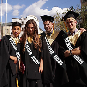 Generic 8 Pcs Black Senior 2025 Sashes with Silver Glitter Letters - Senior Sash Class of 2025, Senior Cheer Sash, Graduation Celebration sash, Class Competition Sashes, Graduation Party Supplies