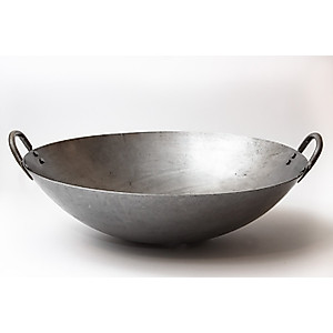 Craft Wok Big 16 Inch Heavy Canton Style Hand Hammered Carbon Steel Wok (Round Bottom) / 731W87