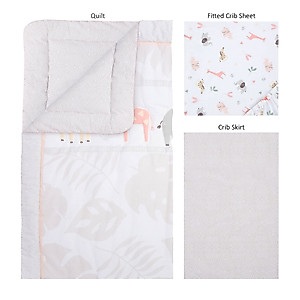 Trend Lab Sweet Jungle 3 Piece Crib Bedding Set, Includes Nursery Quilt, Fitted Crib Sheet and Crib Skirt