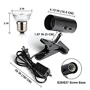2 Pack Clamp Lamp Fixture with 3 Pack 50W UVA UVB Bulbs, for Reptiles Adjustable Habitat Lighting & Heat Lamps Holder Stand for Pet Habitat Heat Light Bulbs/Lamps