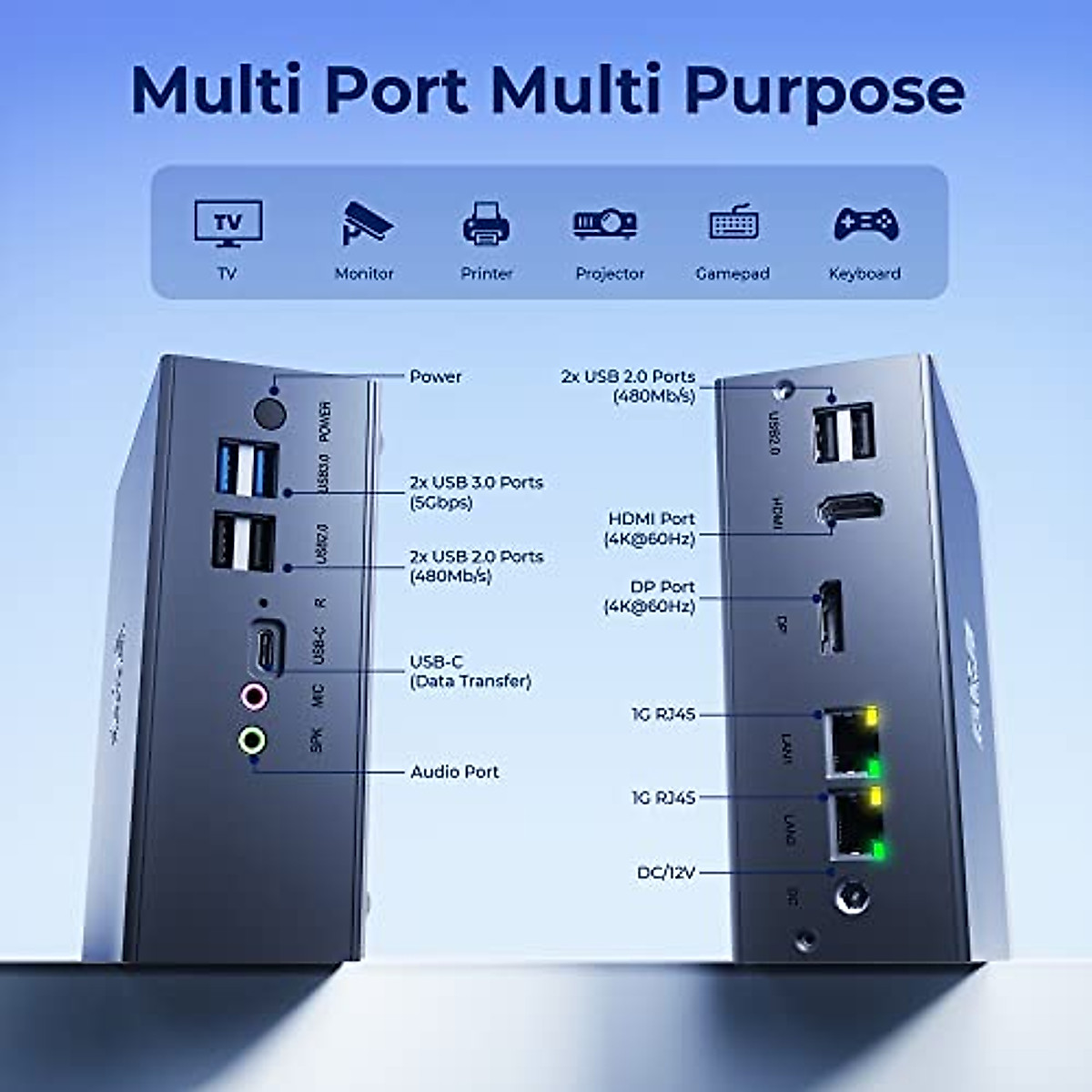 Mini PC Intel 12th Gen N95(up to 3.40Ghz) 8GB DDR4 256GB M.2 SSD Mini Desktop Computer Windows 11 Pro Mini Computers Support 4K Dual Display/BT 4.2/ WiFi 5/USB 3.0/ Auto Power On