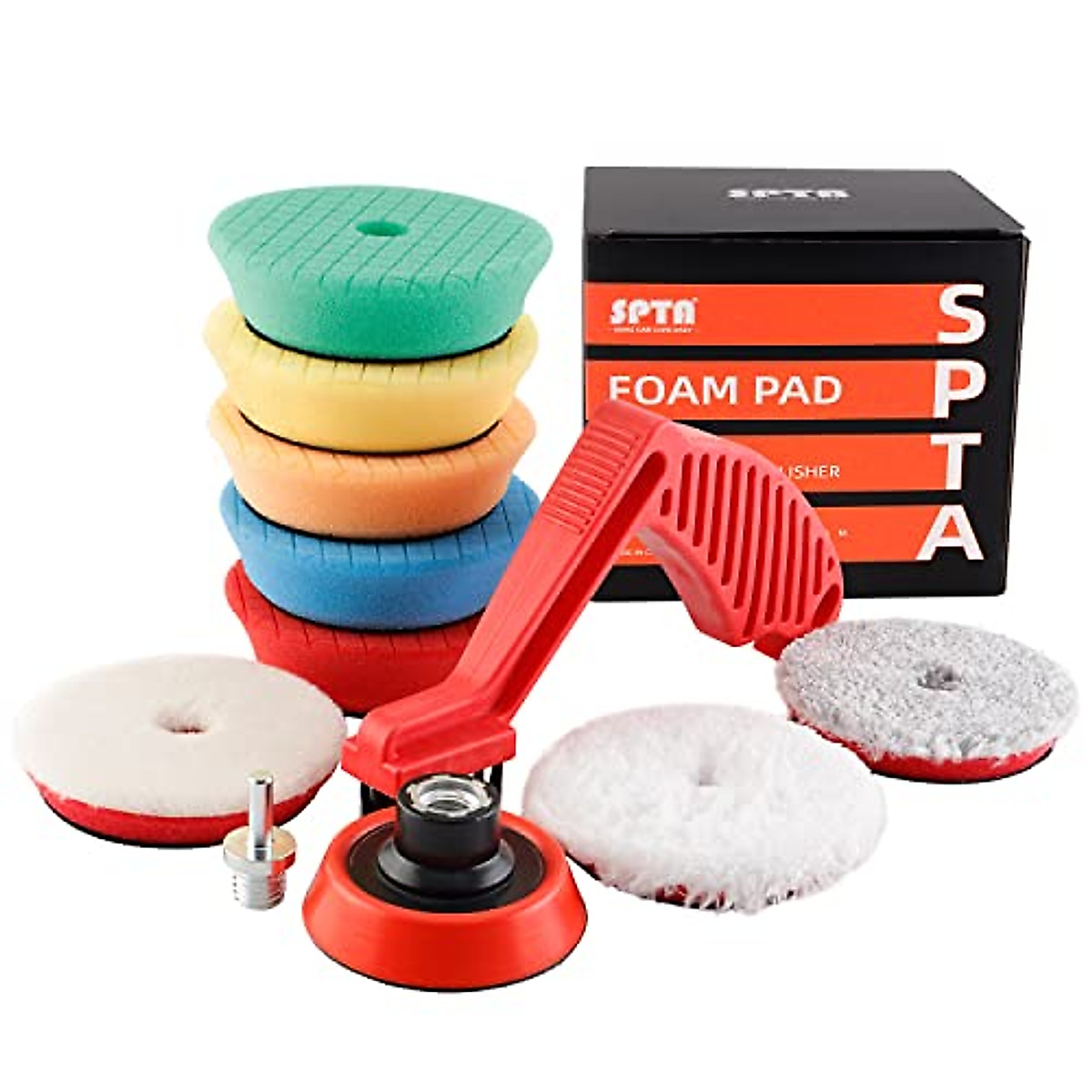 Drill polishing kit, Buffing Polishing Pads, SPTA Car Foam Drill 3-Inch Buffing Pad, 11Pcs Polishing Pads Kit,Car Buffer Polisher Kit Drill Buffing Kit for Car Polishing,Waxing,Sealing Glaze