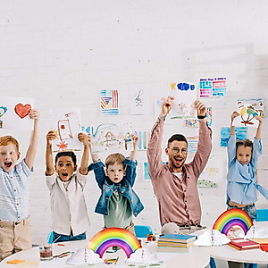 WILLBOND Rainbow Honeycomb Paper Centerpiece Rainbow Cloud Centerpieces No Crease Converting Rainbow Centerpieces for Christmas Birthday Party Tables Decoration(4 Pieces)