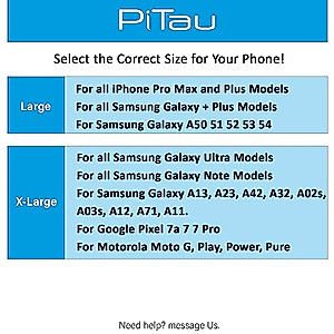 PiTau Holster for Large iPhone 15 Plus and Pro Max Models 14 13 12 11 Xs and for Samsung Galaxy S23+ A54 A53 A52 Cell Phone Belt Holder Case with Clip Pouch ID Card (Fits Phones with Cases On) Black